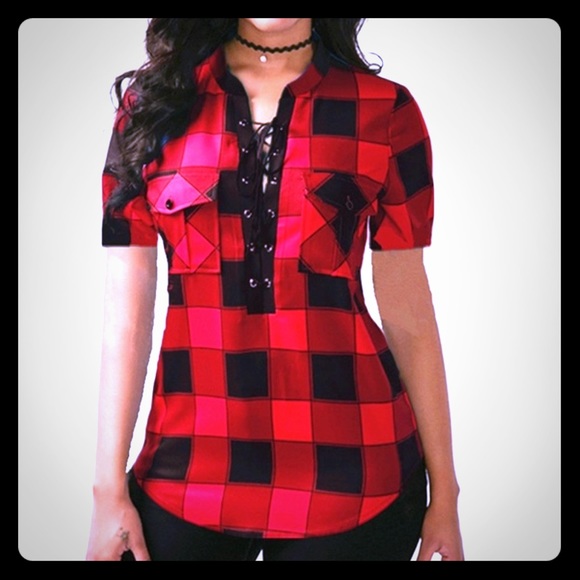 Tops Sexy Plaid Rodeowestern Corset Style Laceup Neck Line Paul Bunyan Costume Poshmark